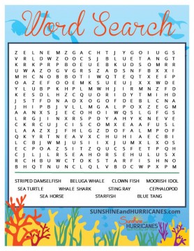 Finding Dory Kids Word Search