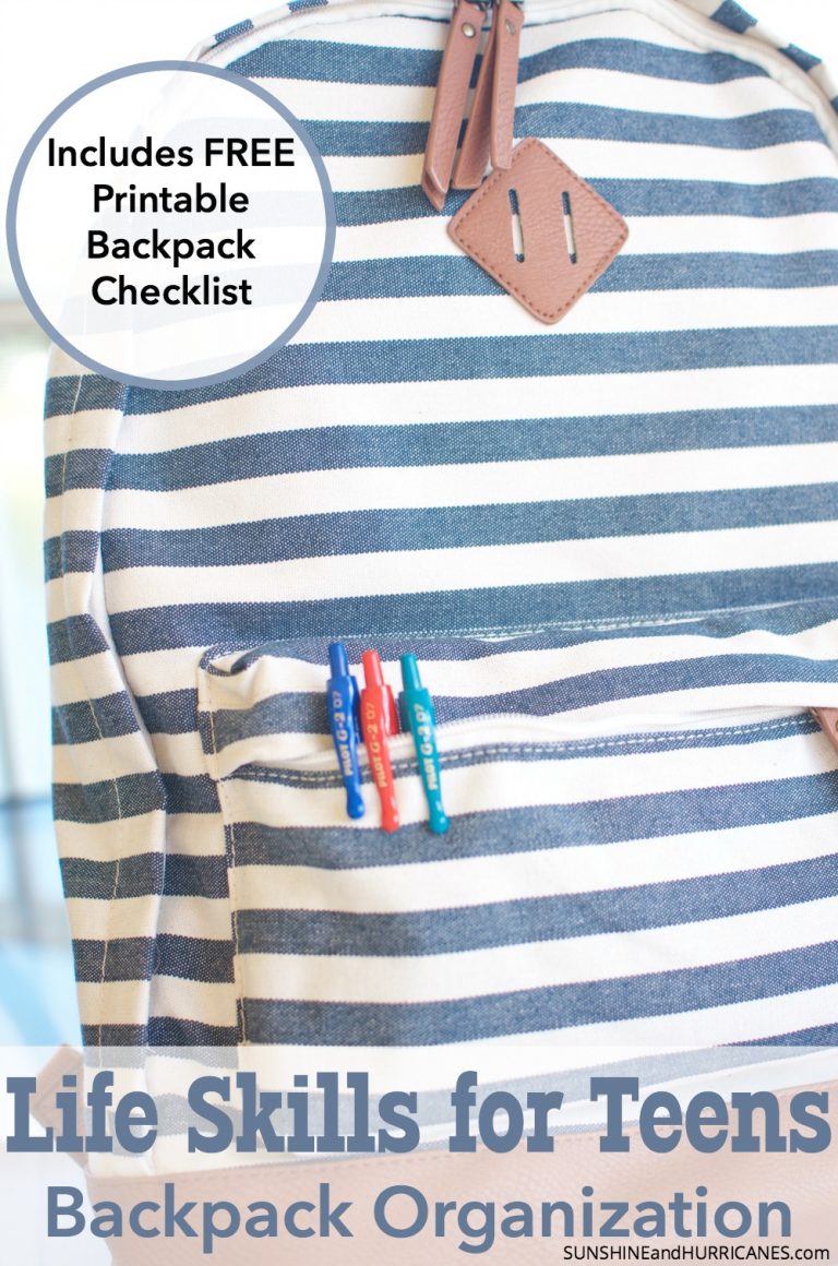 Teen Organization:Teen Backpack Checklist
