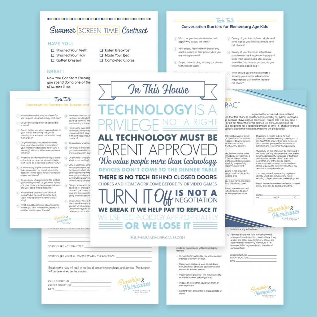 Tween and Teen Technology Contracts Printables Bundle - Sunshine and ...