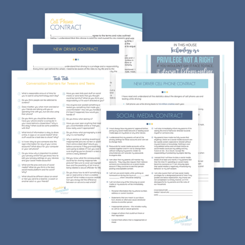 Tween and Teen Technology Contracts Printables Bundle - Sunshine and ...